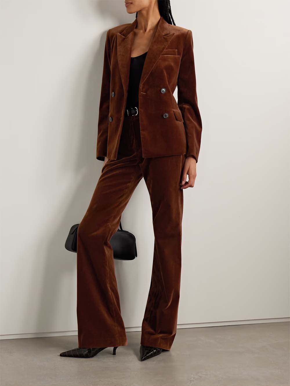 Veda Double-breasted Cotton-blend Velvet Blazer – Belinda International