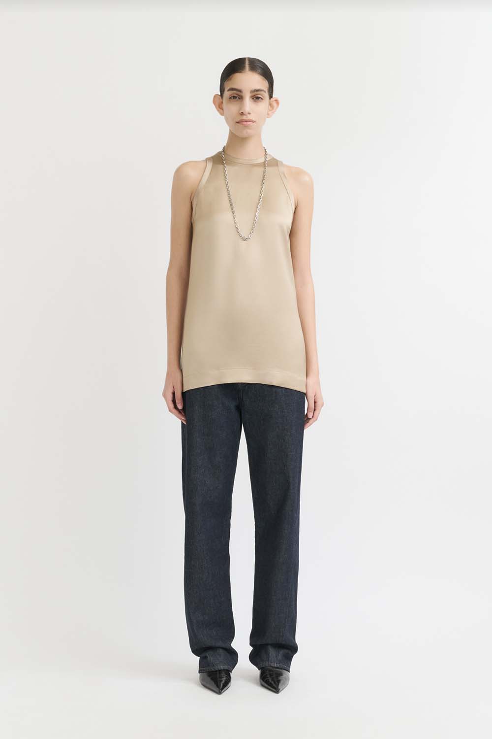 Curved Satin Tank – Belinda International